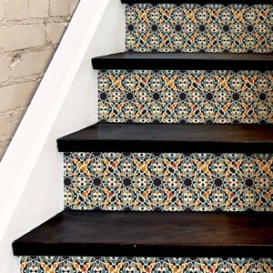 Jumbled Moroccan Tile Pattern,stair Riser Stickers,peel and Stick Stair ...
