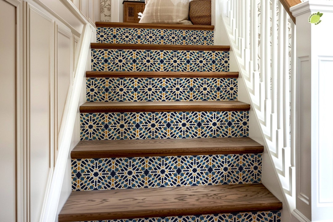 Moroccan Tile Pattern,stair Riser Stickers,peel and Stick Stair Riser ...