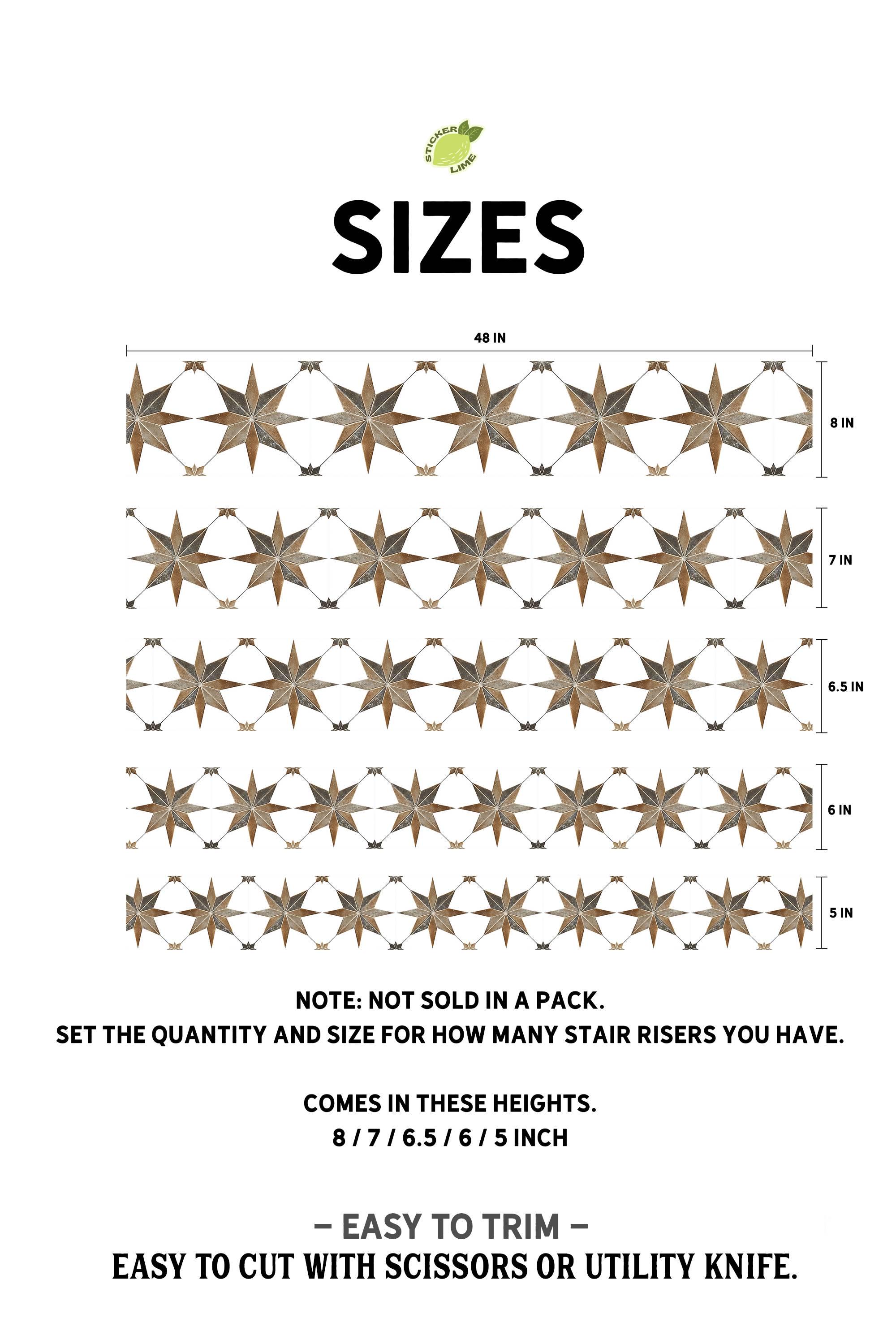 Boho Star Tile Pattern,stair Riser Stickers,peel and Stick Stair Riser ...