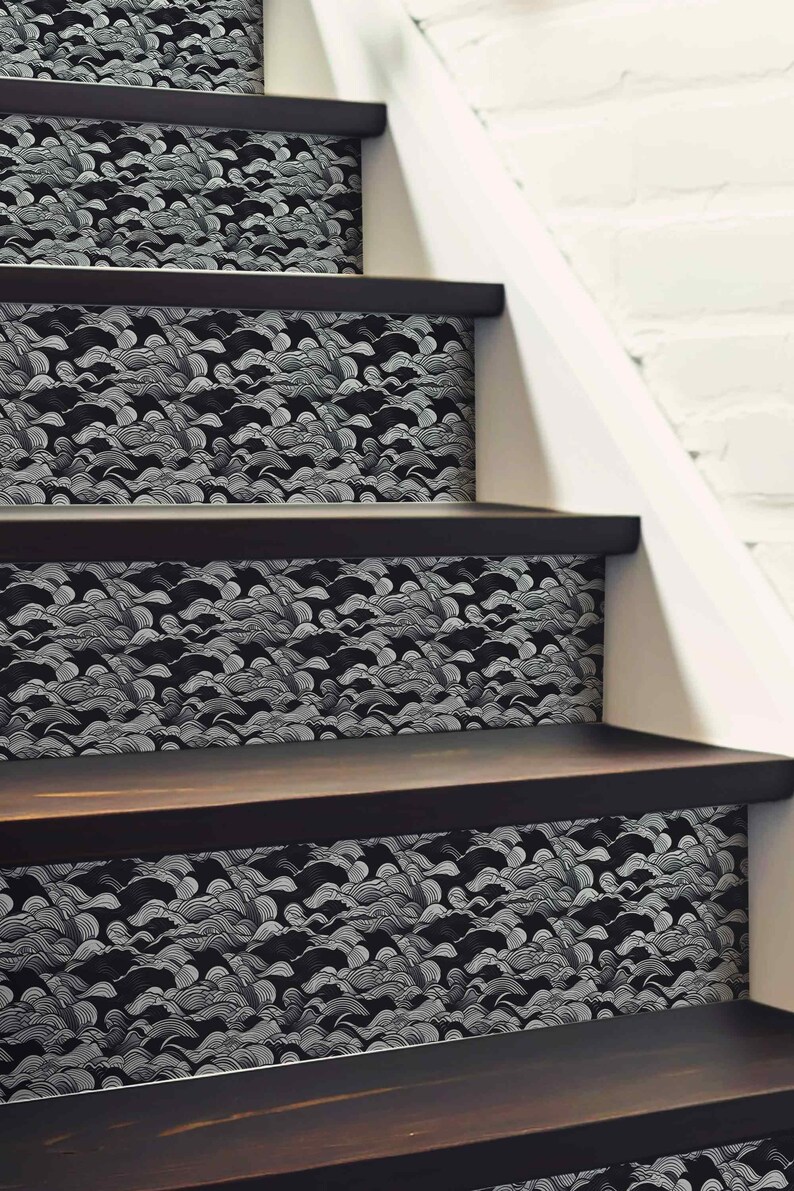 Classic Japanese Waves Pattern Peel and Stick Stair Riser - Etsy