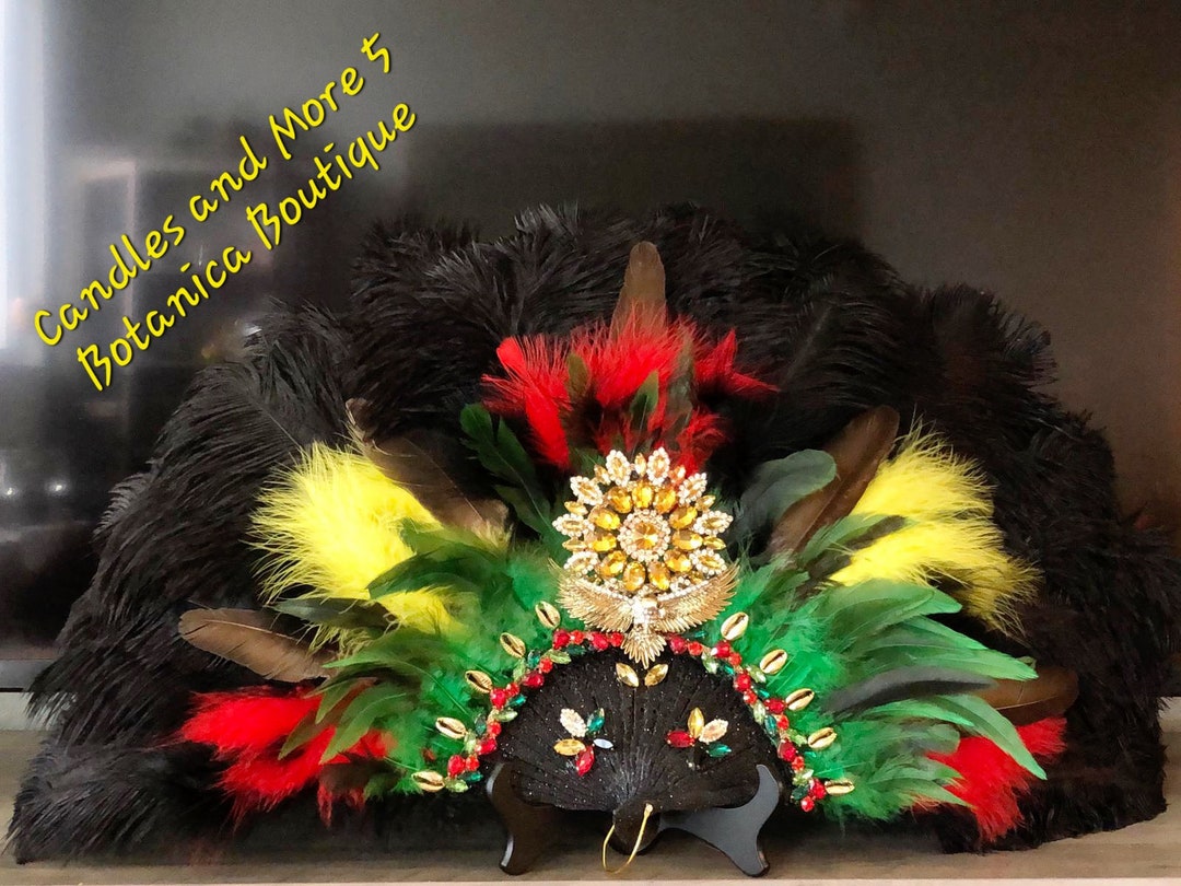 Oshun Ibu Ikole Fan With 5 Igun Feathers/abanico Para Oshun Ibu Ikole ...