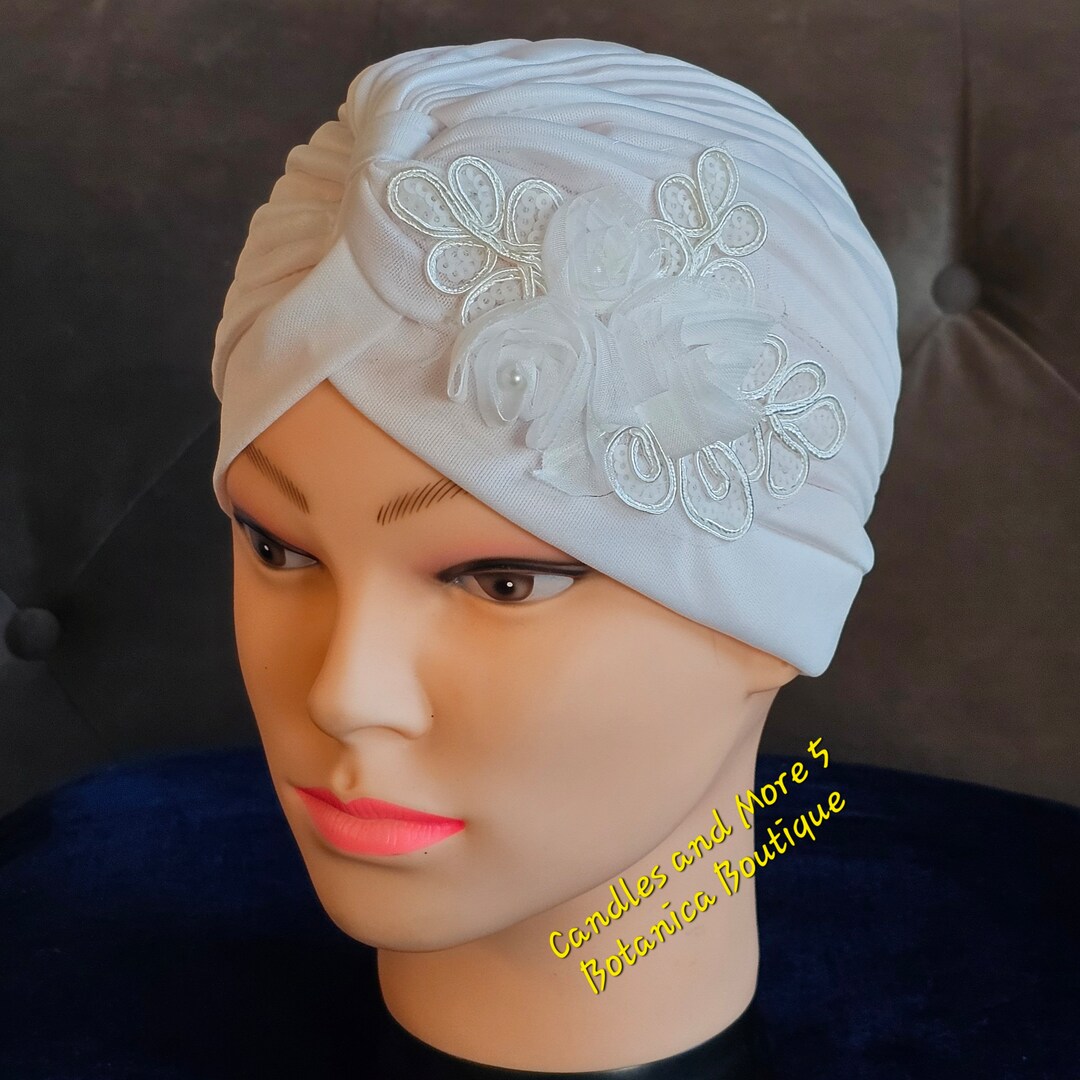 Elegant White Head Turban for Iyawo Gorro Turbante Blanco Para Iyawo ...