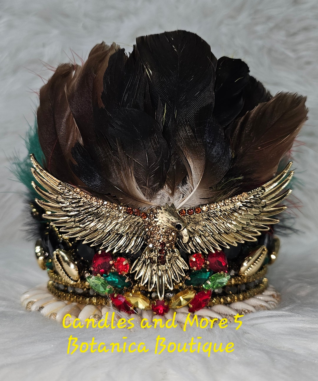 Corona Para La Reina Oshun Ibu Ikole Con Plumas De Igun/crown - Etsy