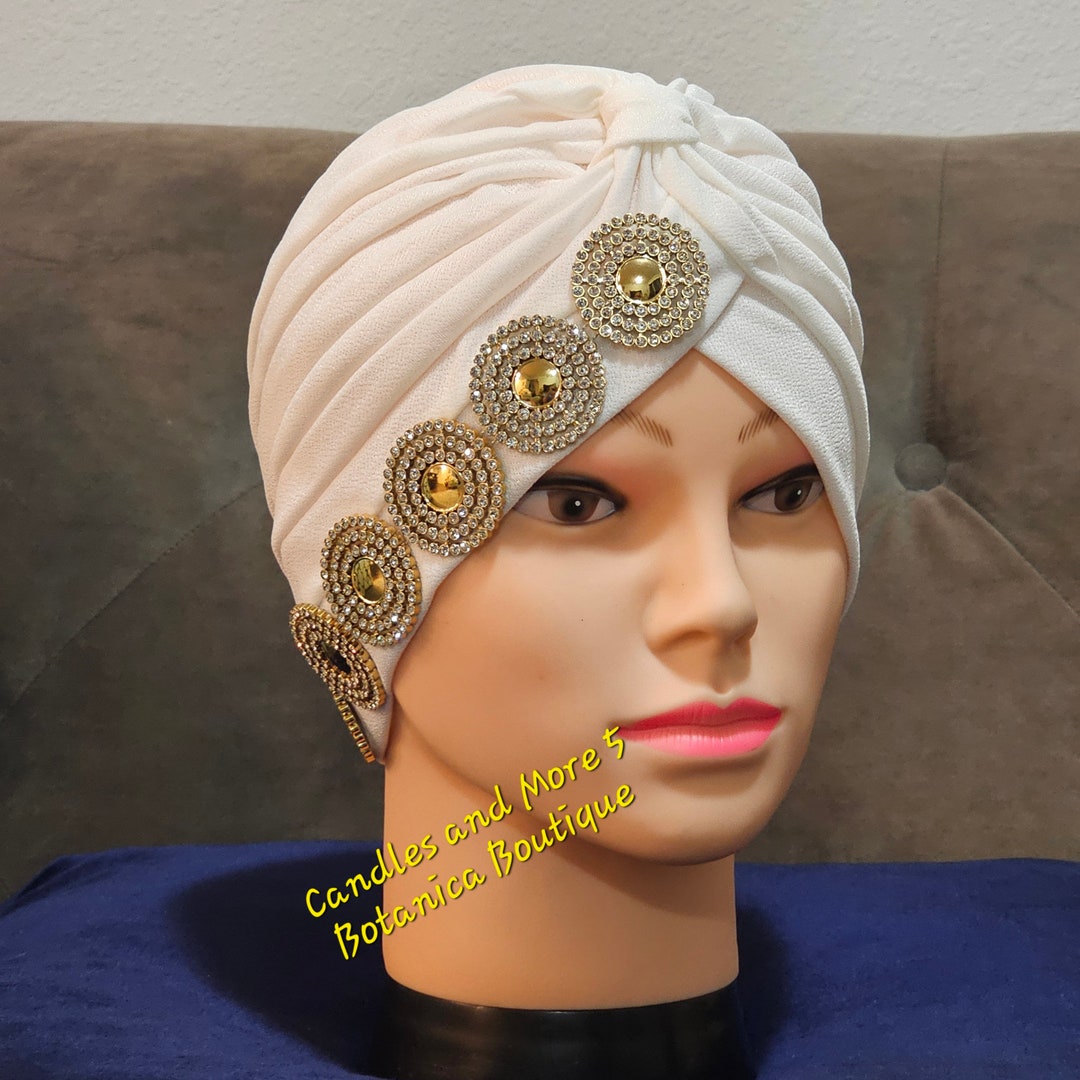 Elegant White Head Turban for Iyawo Gorro Turbante Blanco Para Iyawo ...