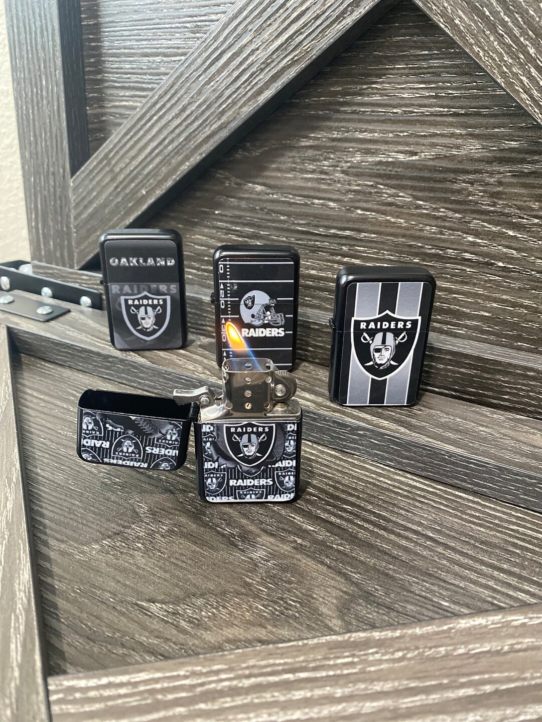 NFL Raiders Flip Refillable Torch Flame Cigarette Lighter Groomsmen ...