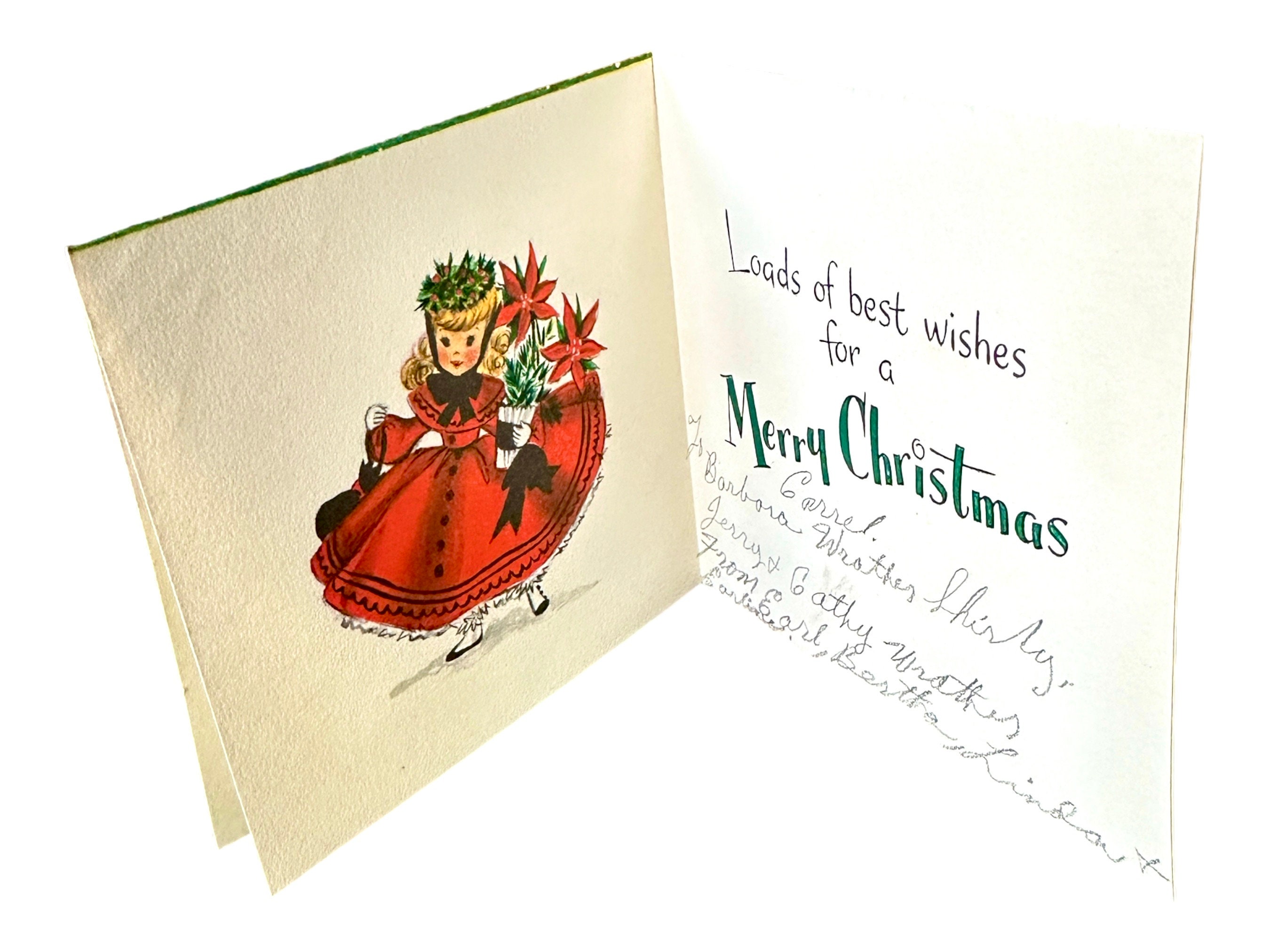 Fancy Young Lady in Red Dress Holding Poinsettias - Etsy