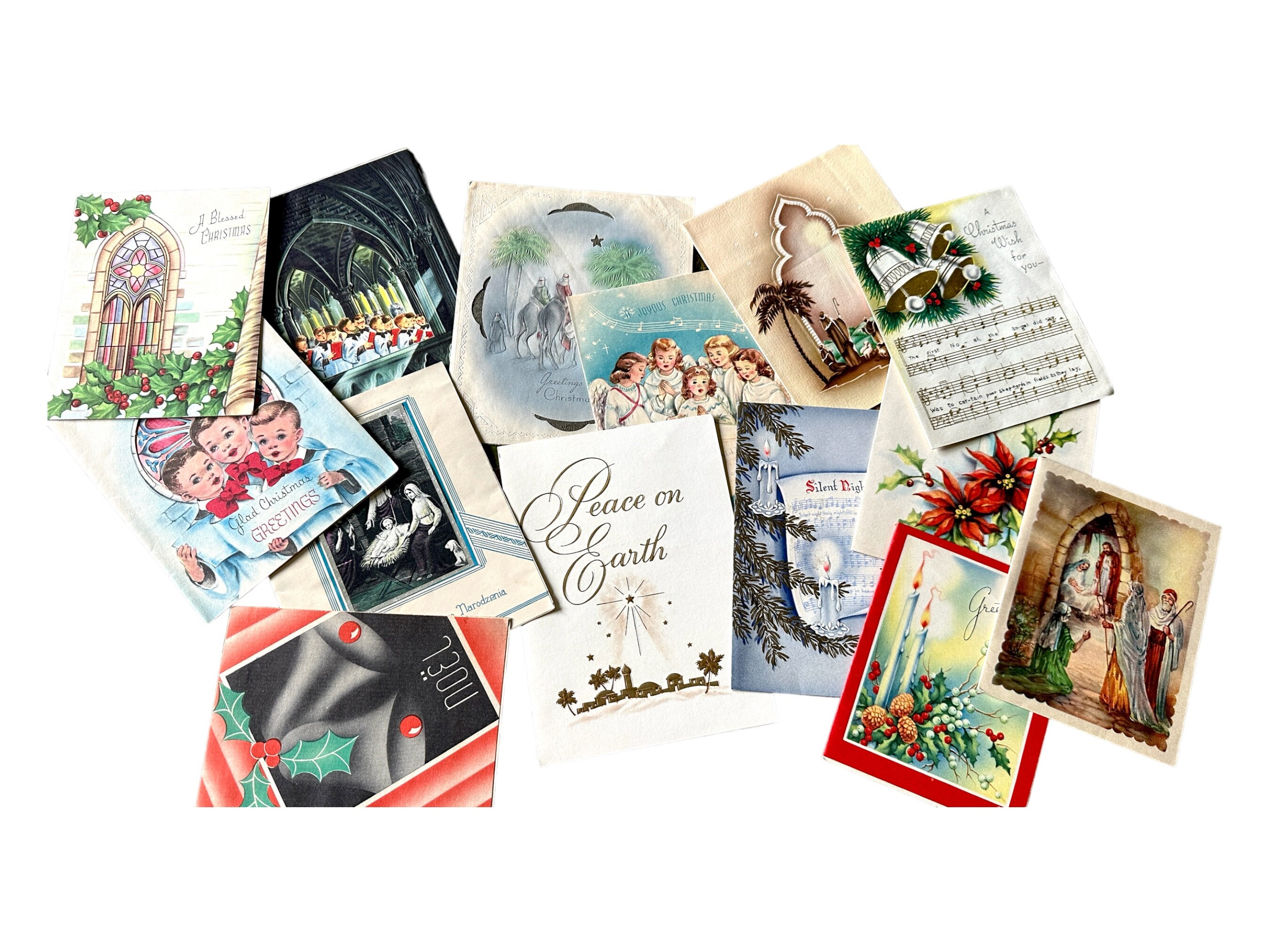 Vintage Christmas Religious Themed Cards Used set of 7 - Etsy