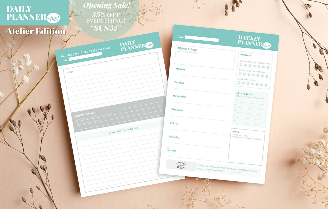 WEEKLY PLANNER + Notes Page Printable - Opening Sale 35%! Well ...