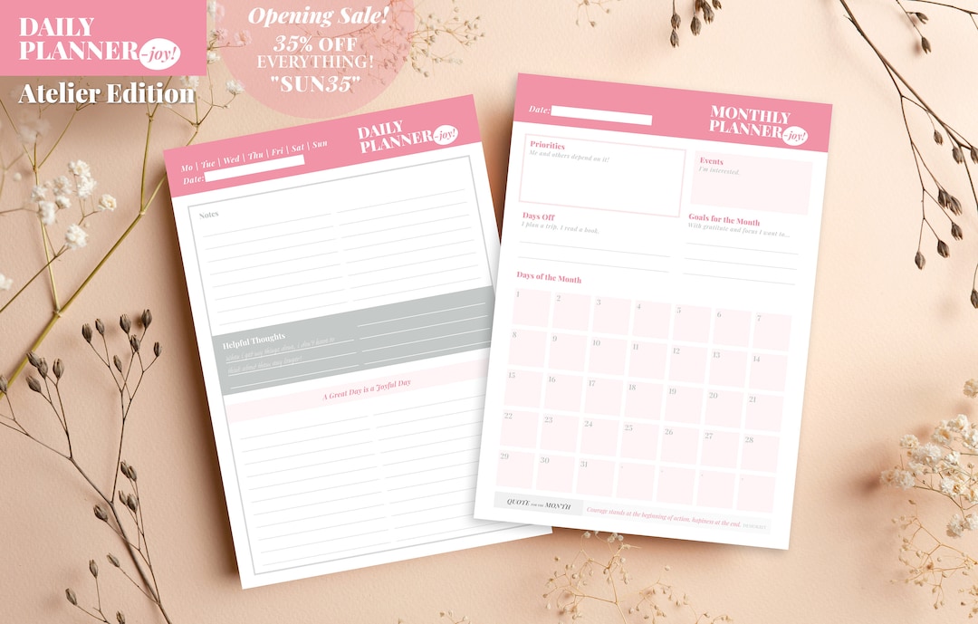 MONTHLY PLANNER + Notes Page Printable - Opening Sale 35%! Well ...