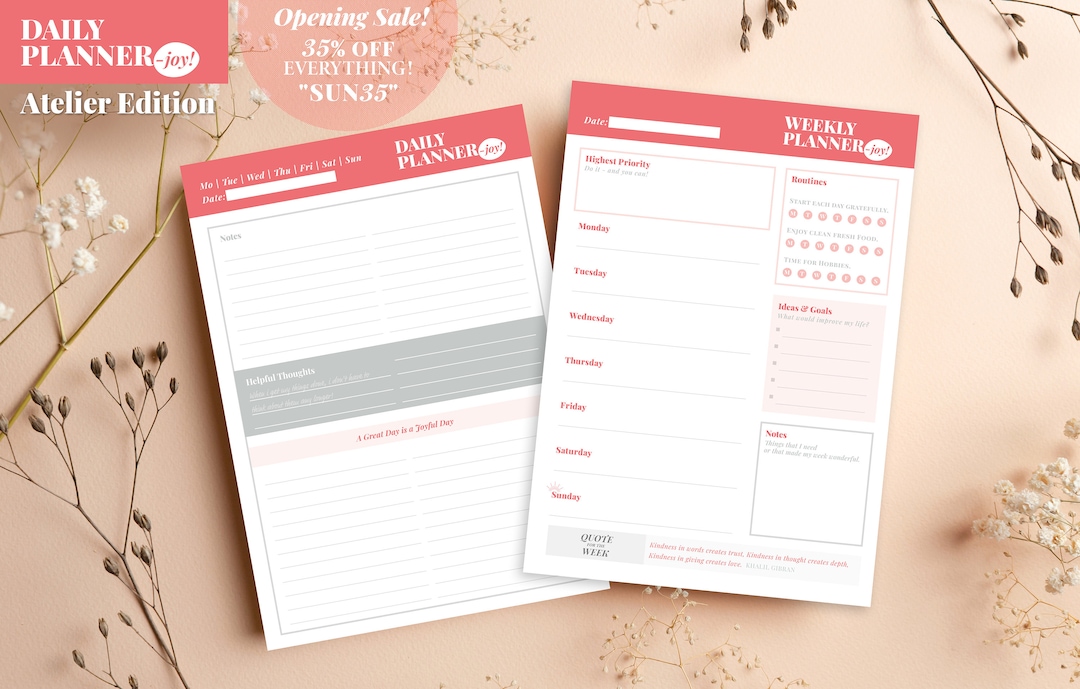 WEEKLY PLANNER Notes Page Printable Opening Sale 35% Well Structured ...
