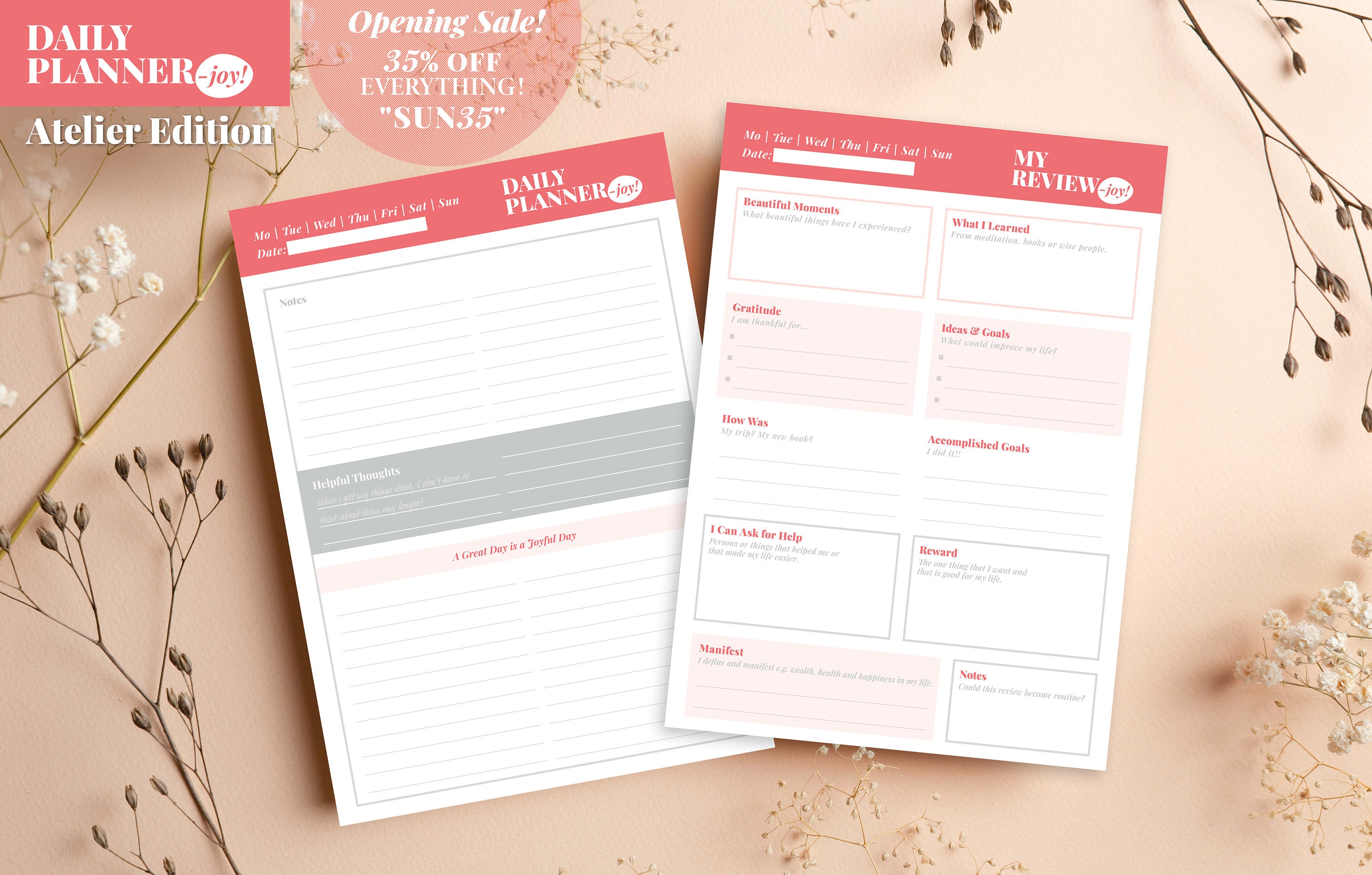REVIEW PLANNER + Notes Page Printable - Opening Sale 35%! Well ...