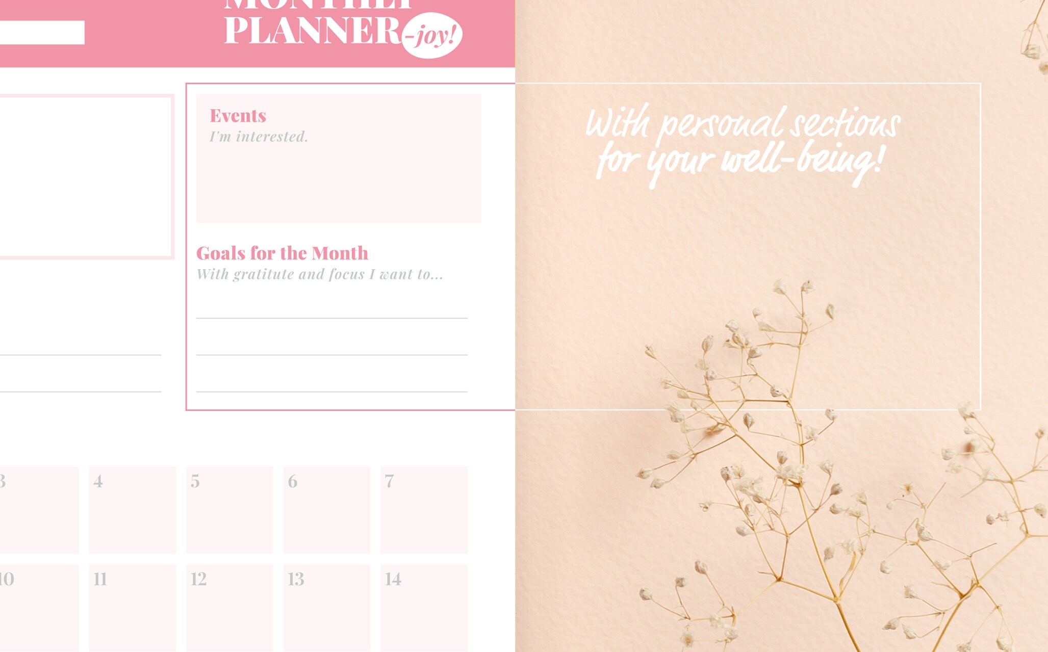 MONTHLY PLANNER Notes Page Printable Opening Sale 35% Well Structured ...