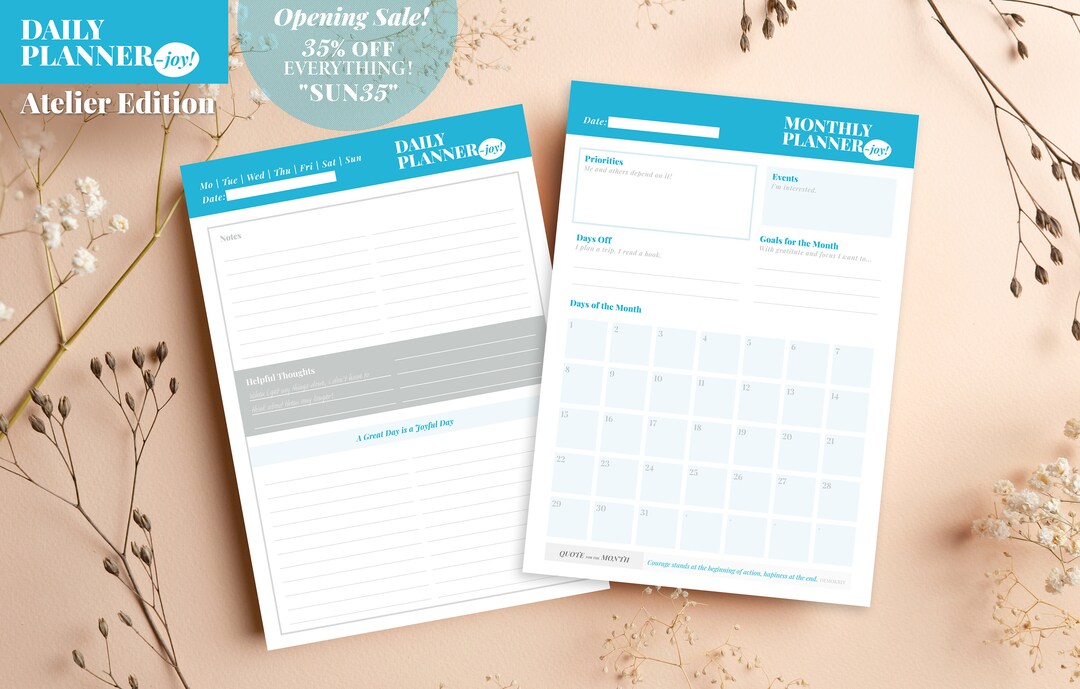 MONTHLY PLANNER Notes Page Printable Opening Sale 35% Well Structured ...