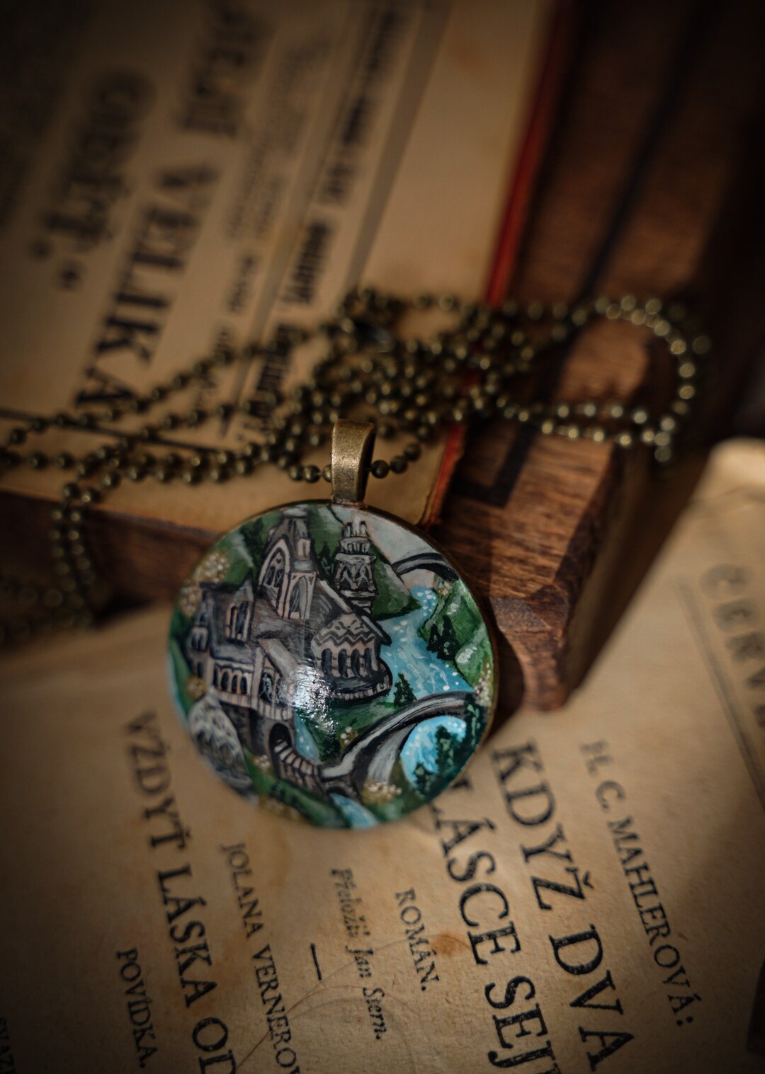 Rivendell Pendant Hand Painted - Etsy