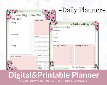Daily Planner Printable Daily Checklist With Habit Tracker - Etsy
