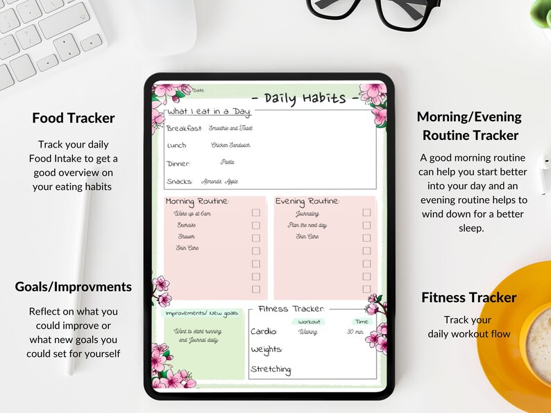 Daily Planner Printable, Daily Checklist With Habit Tracker, Digital ...