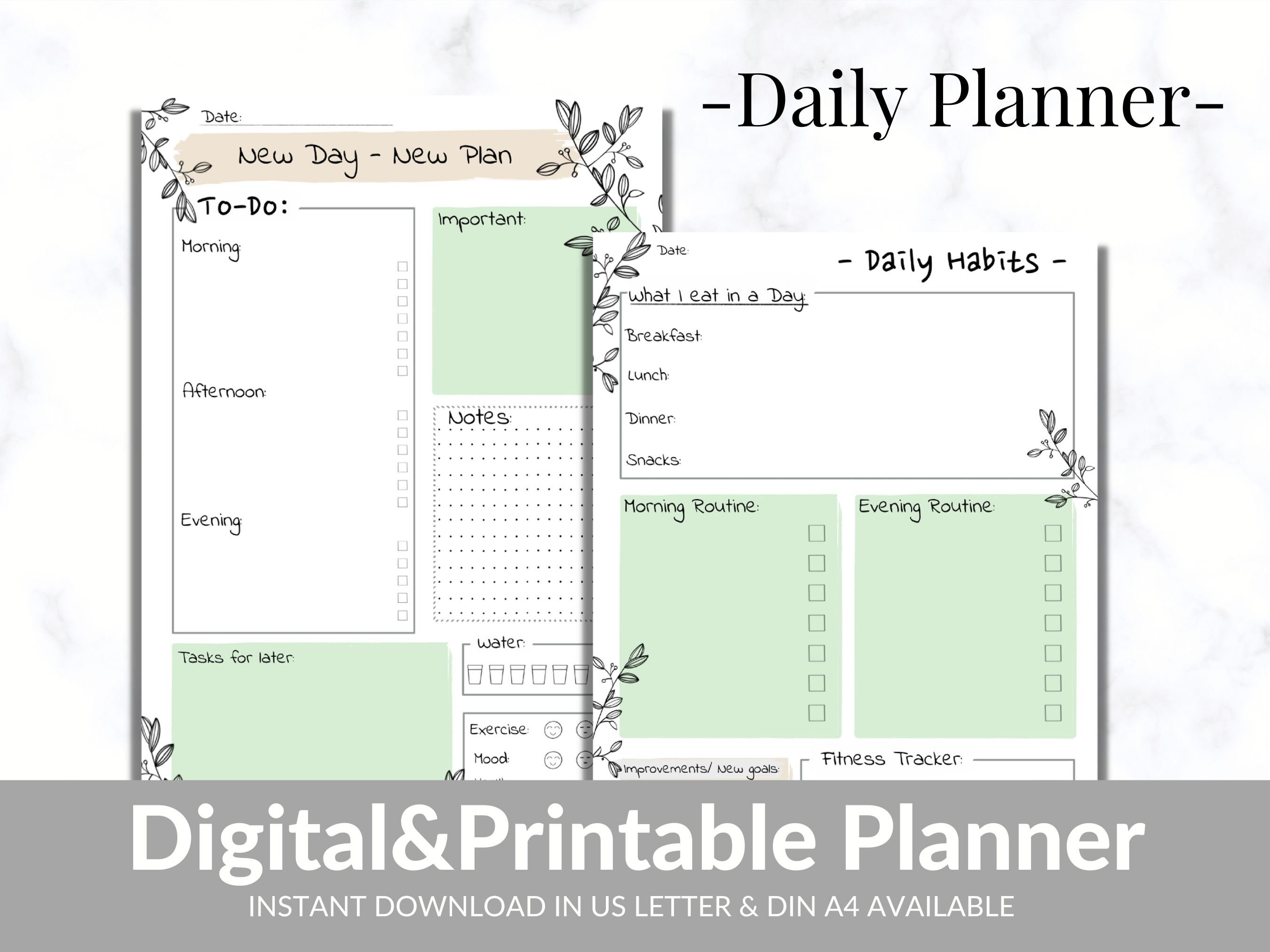 Daily Planner Printable Daily Checklist With Habit Tracker - Etsy
