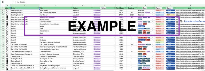 Fanfic Tracker Sheet – Digital Reading Log for Fanfiction | Google ...