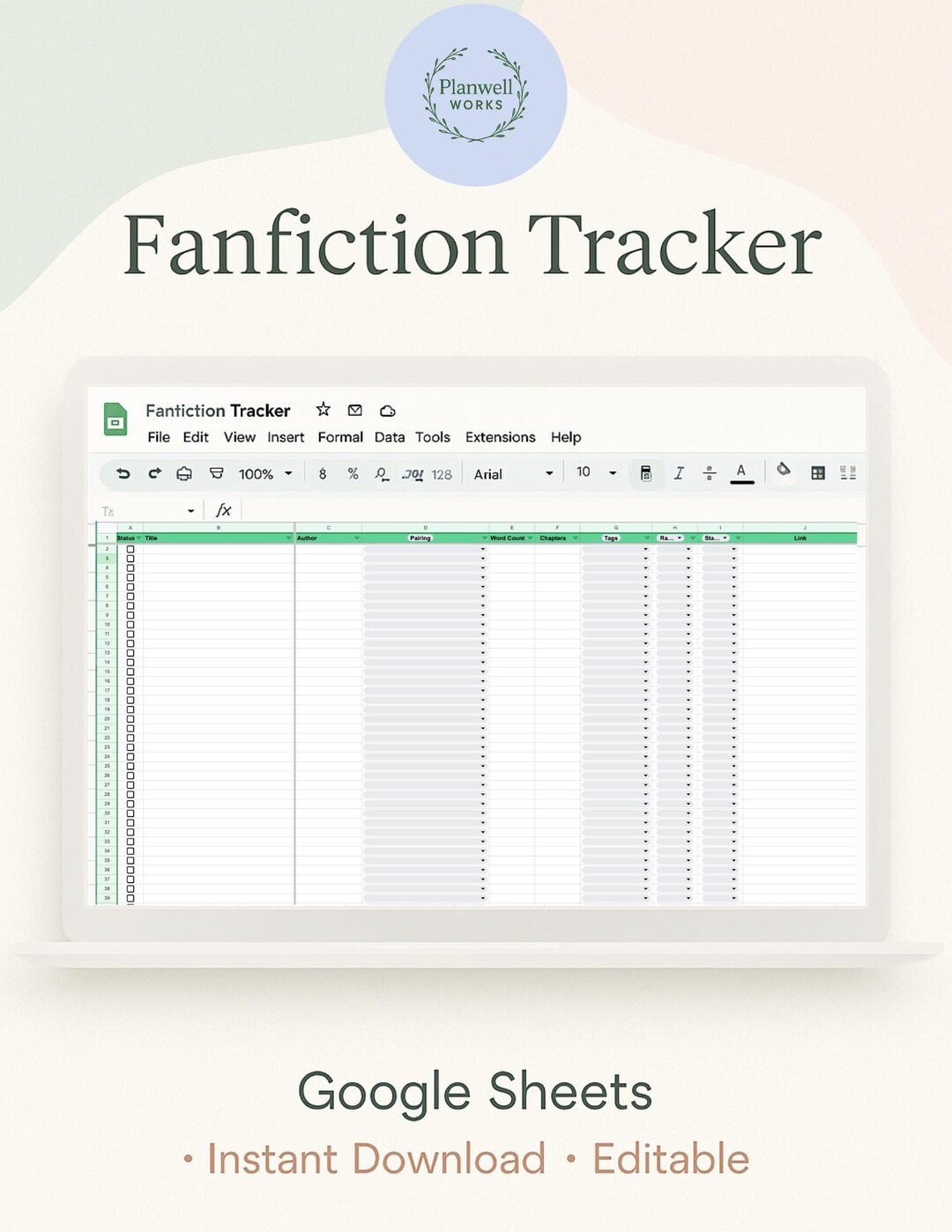 Fanfic Tracker Sheet – Digital Reading Log for Fanfiction | Google ...
