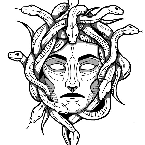 Medusa Tattoo Sketch - Etsy