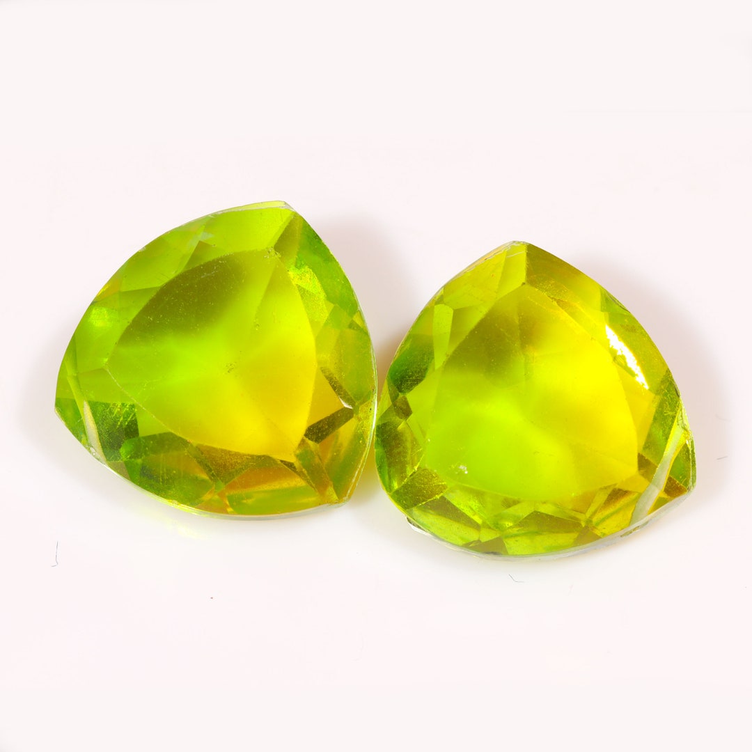 Exclusive Lab-created Yellow Quartz Triangle Shape Faceted - Etsy