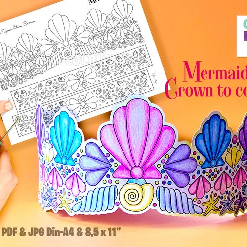 Mermaid Paper Crown COLOR YOUR OWN Printable - Etsy