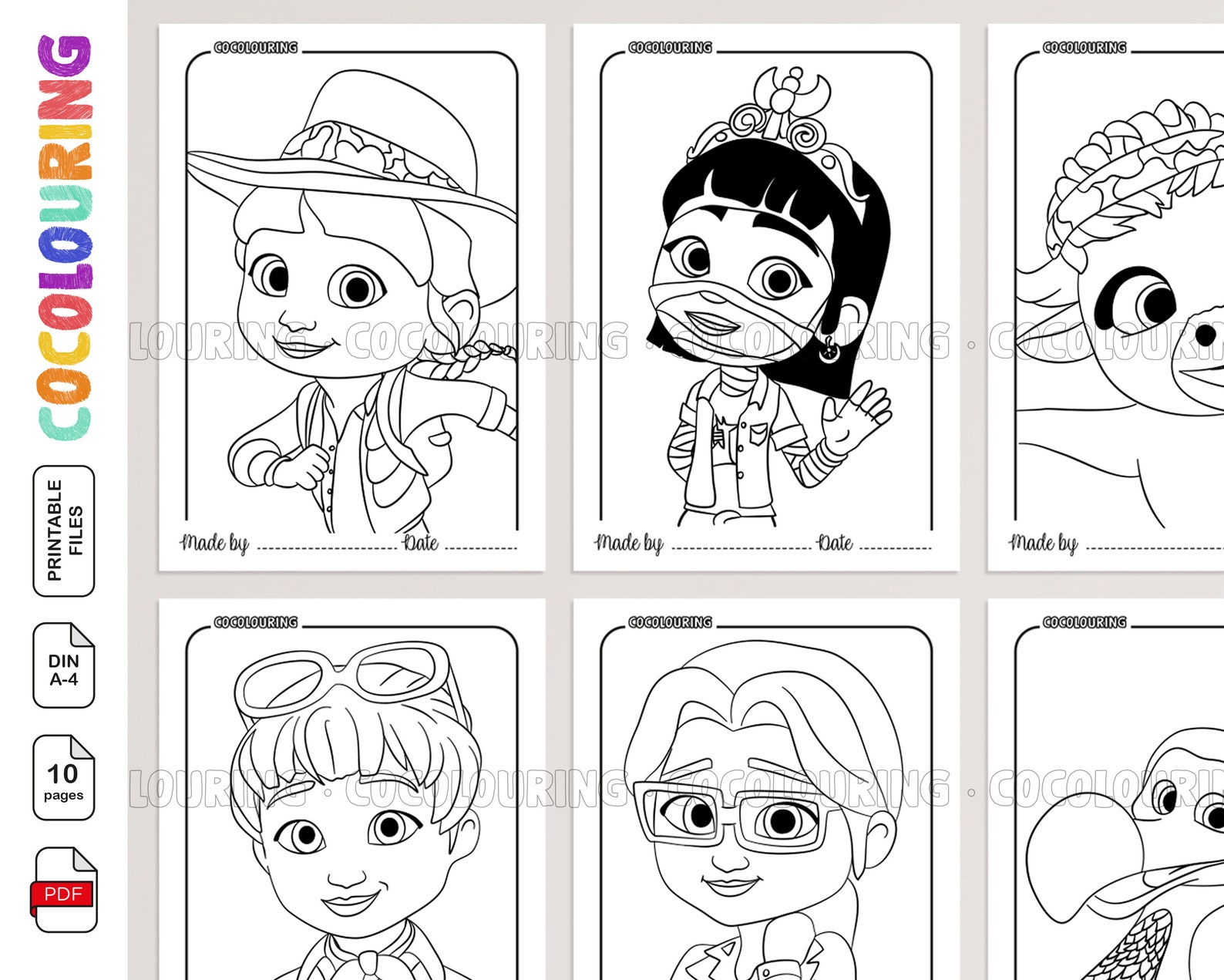 Ridley Jones Characters Printable 10 fun coloring pages of - Etsy México