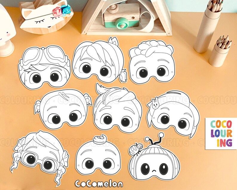 Cocomelon Characters Masks Coloring Printable 9 Fun Coloring - Etsy