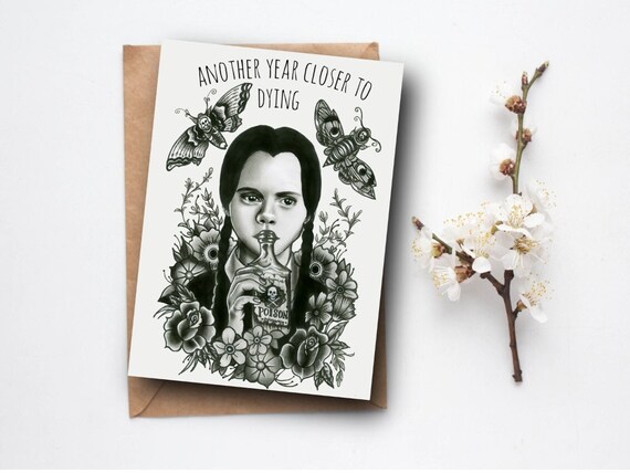 Wednesday Addams Art Print Birthday Card | Etsy