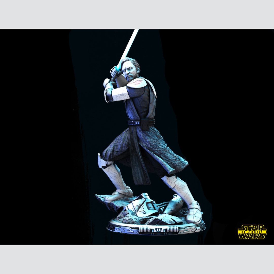 Obi-wan Kenobi clone Wars Paintable 3D Star Wars Model Fan Art Figure ...