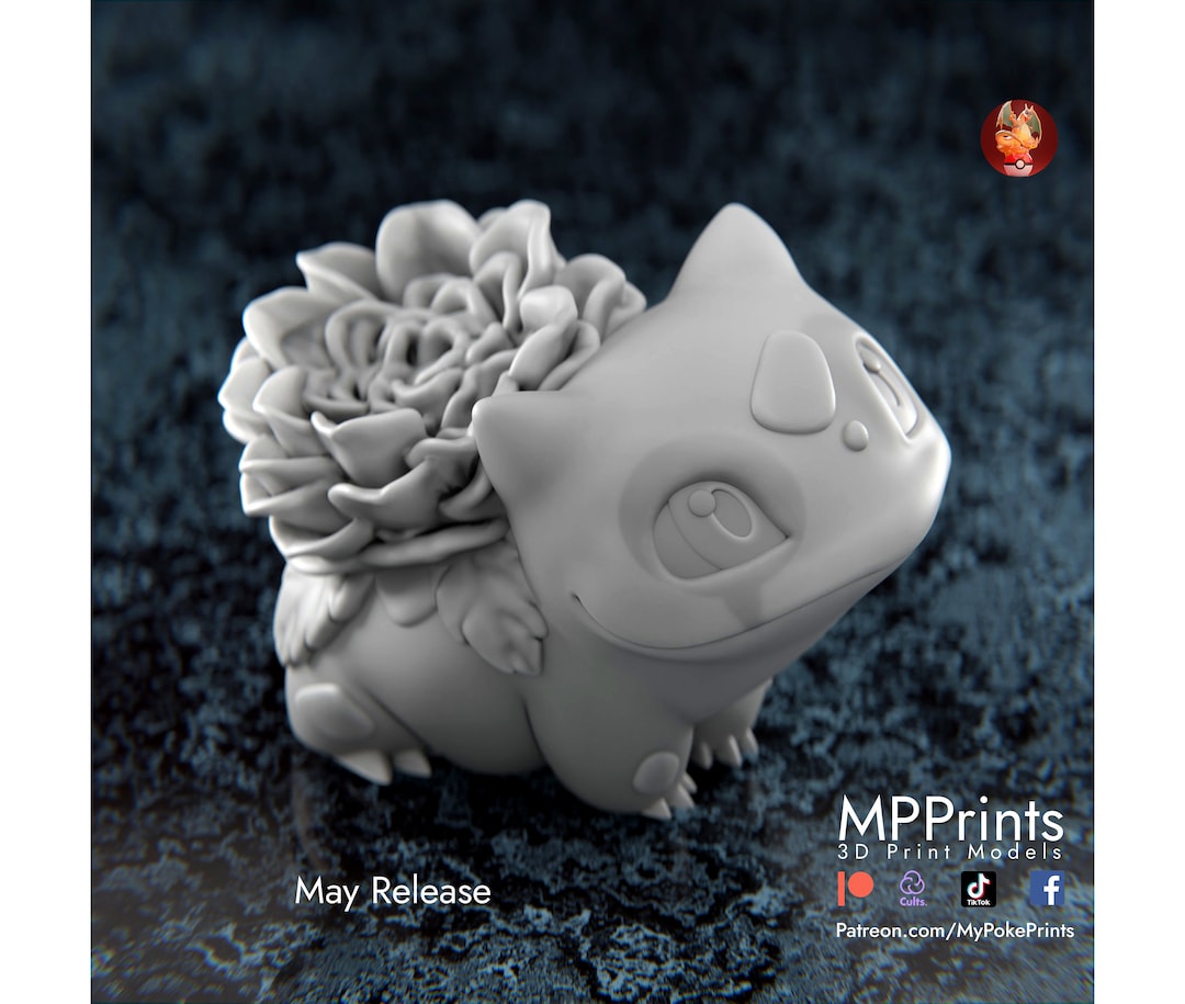 Flower Bulbasaur Rose - Paintable Pokemon Fan Art Figure - Flower ...