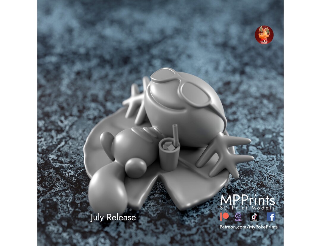 Summer Felino Paintable Pokemon Fan Art Figure Summer Wooper - Etsy