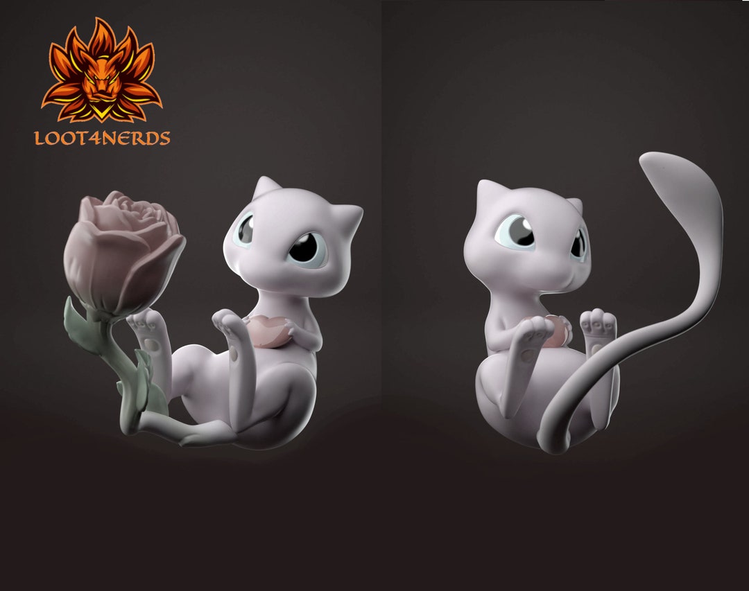 Mew With Heart - Paintable Pokemon Fan Art Figure - Mew With Heart - Etsy