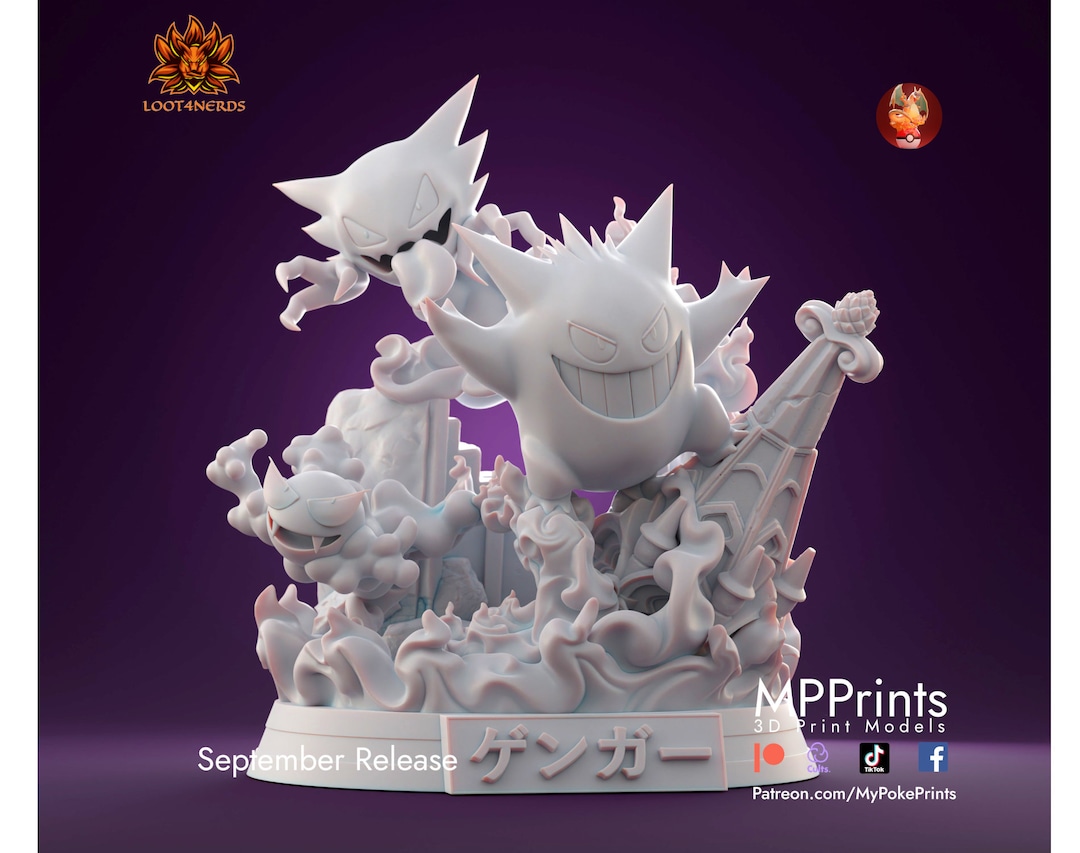 Gengar Evolution Statue - Paintable Pokemon Fan Art Figure - Etsy