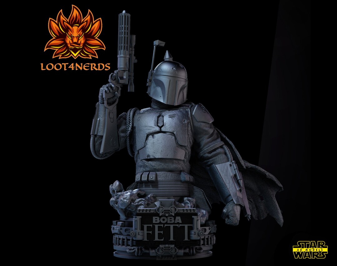 Boba Fett Bust Paintable 3D Star Wars Model Fan Art Figure Bust - Etsy