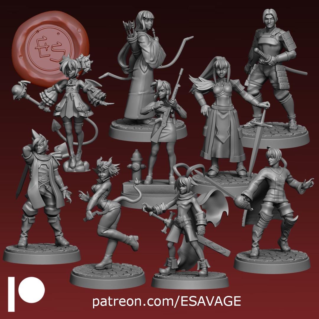 Jrpg/anime Miniatures November 2022 - Ethan Savage Studios - Dnd - D&D ...