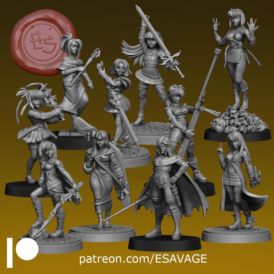 Jrpg/anime Miniatures January 2023 - Ethan Savage Studios - Dnd - D&D ...