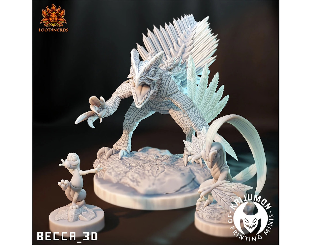 Geckarbor, Reptain, Mega Gewaldro - Kaijumon - Suitable for Tabletop ...