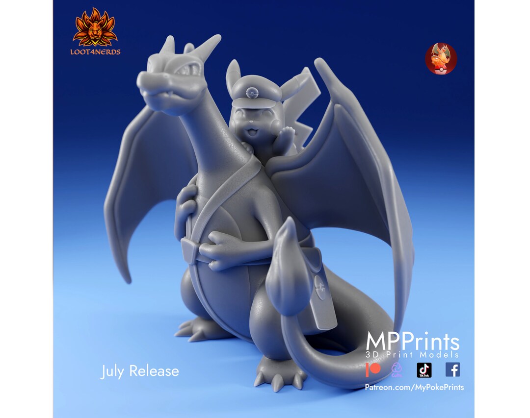 Postman Charizard Paintable Pokemon Fan Art Figure Delivery Charizard ...