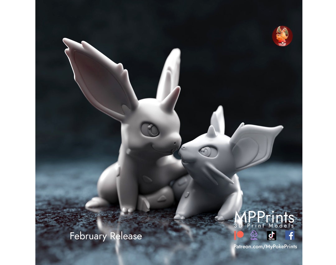 Nidoran and Nidoran - Paintable Pokemon Fan Art Figure - Etsy