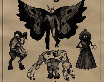 West Virginia Art Print: Cryptids and Creatures of West - Etsy