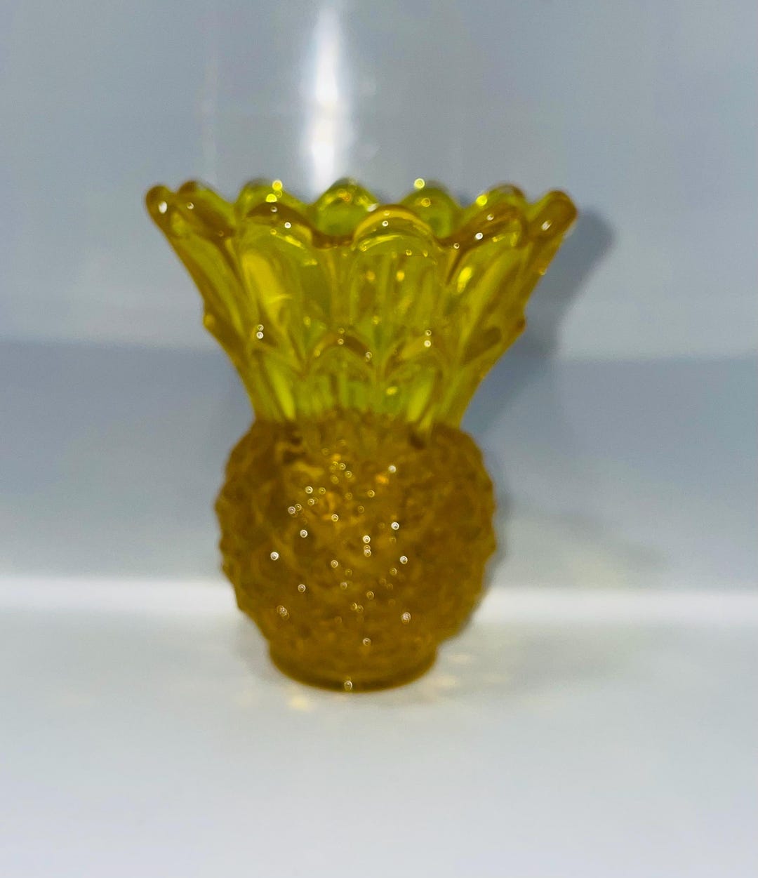 Vintage Canary Glass Vase - Etsy