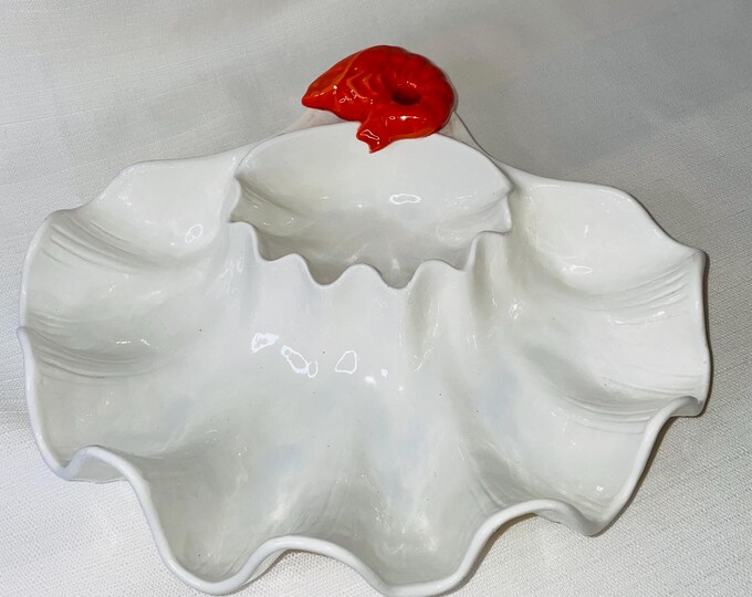 Vintage Metlox White Shell-shaped Shrimp Serving Dish / Tray - Made in ...