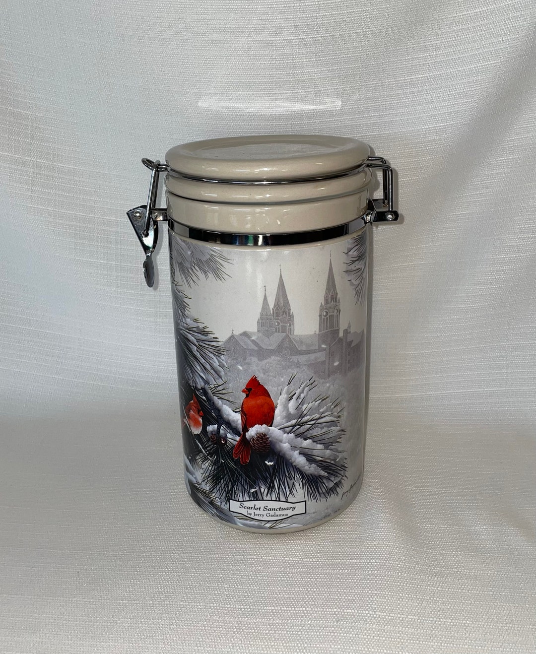 Winter Cardinal Ceramic Canister - Etsy