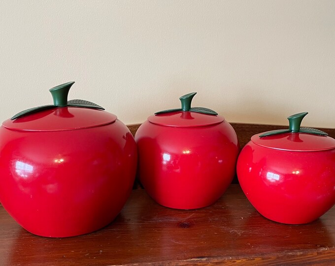 Chrom-ever Red Apple Canister Set - Set of 3 - *vintage* - Etsy