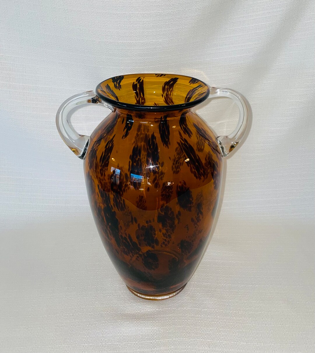 Tortoise Shell Art Glass Vase - Etsy