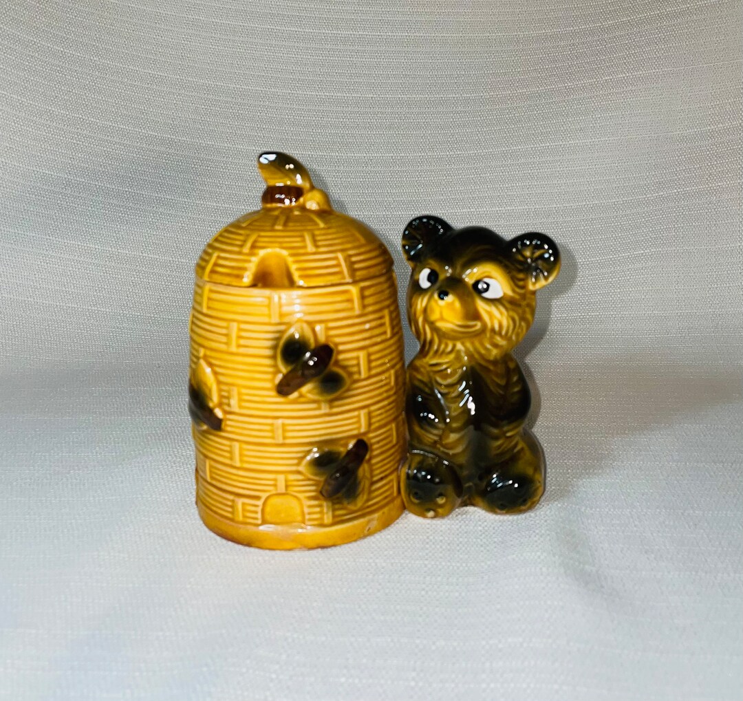 Bear With Beehive Honeypot Figurine - Etsy
