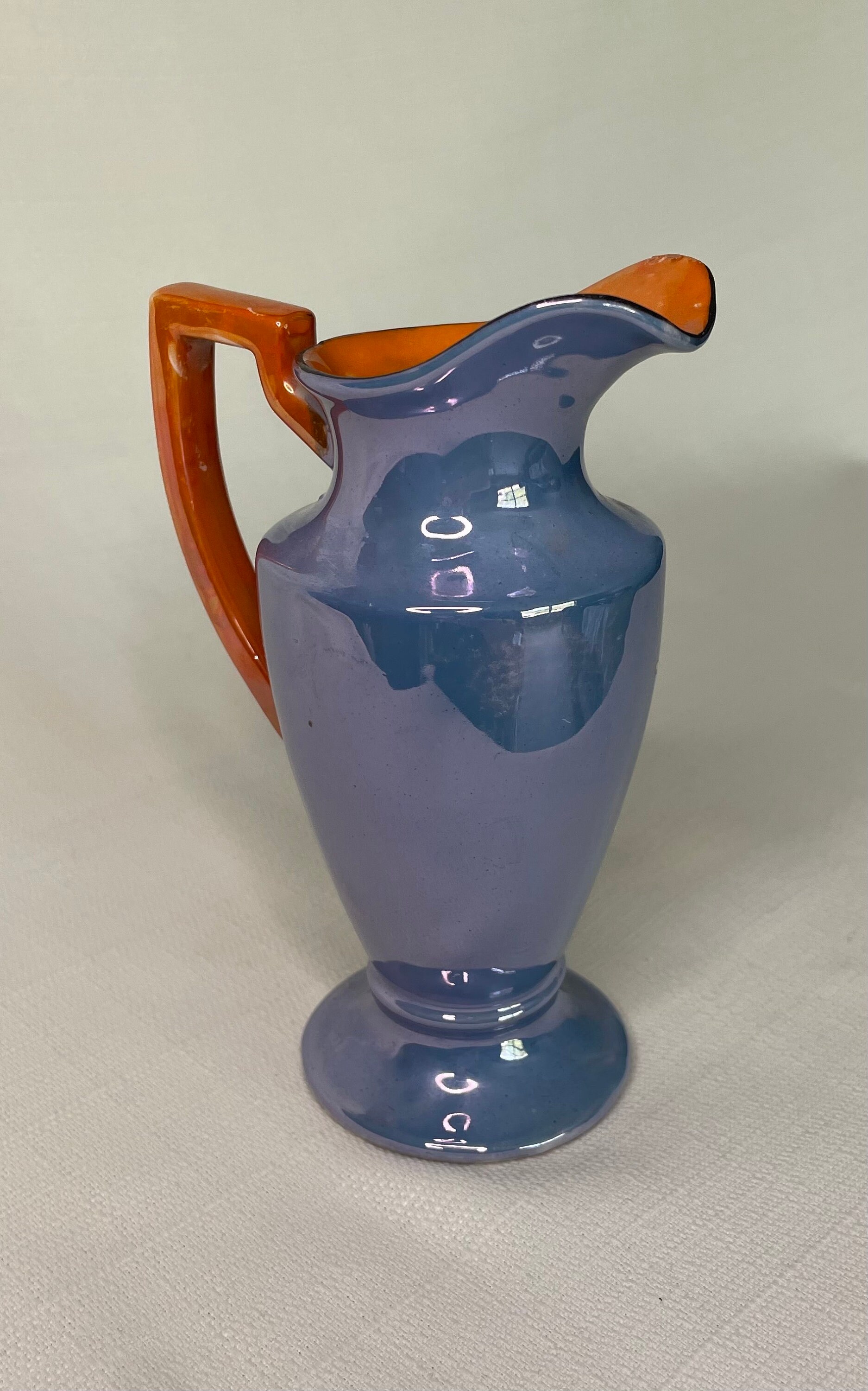 Japanese Blue Lustreware Moriage Handpainted Cherry Blossom Creamer ...