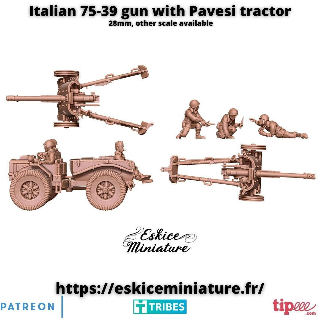Italian 75-39 Gun With Pavesi Tractor - Etsy