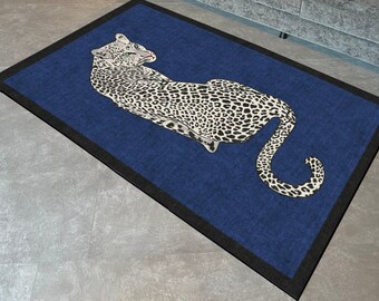 Cheetah Blue Rug - Etsy